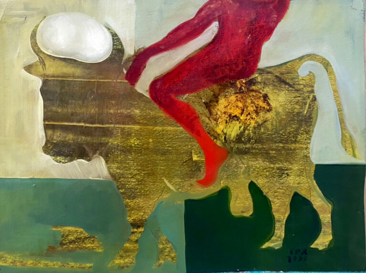 Rider of the Golden Bull 1999 Oil on Cardboard by Gor Abrahamyan - For Sale on Art Brokerage