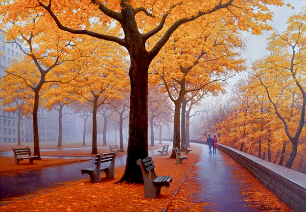 Autumn at Riverside New York 2014 Oil on Canvas by Alexei Butirskiy ...