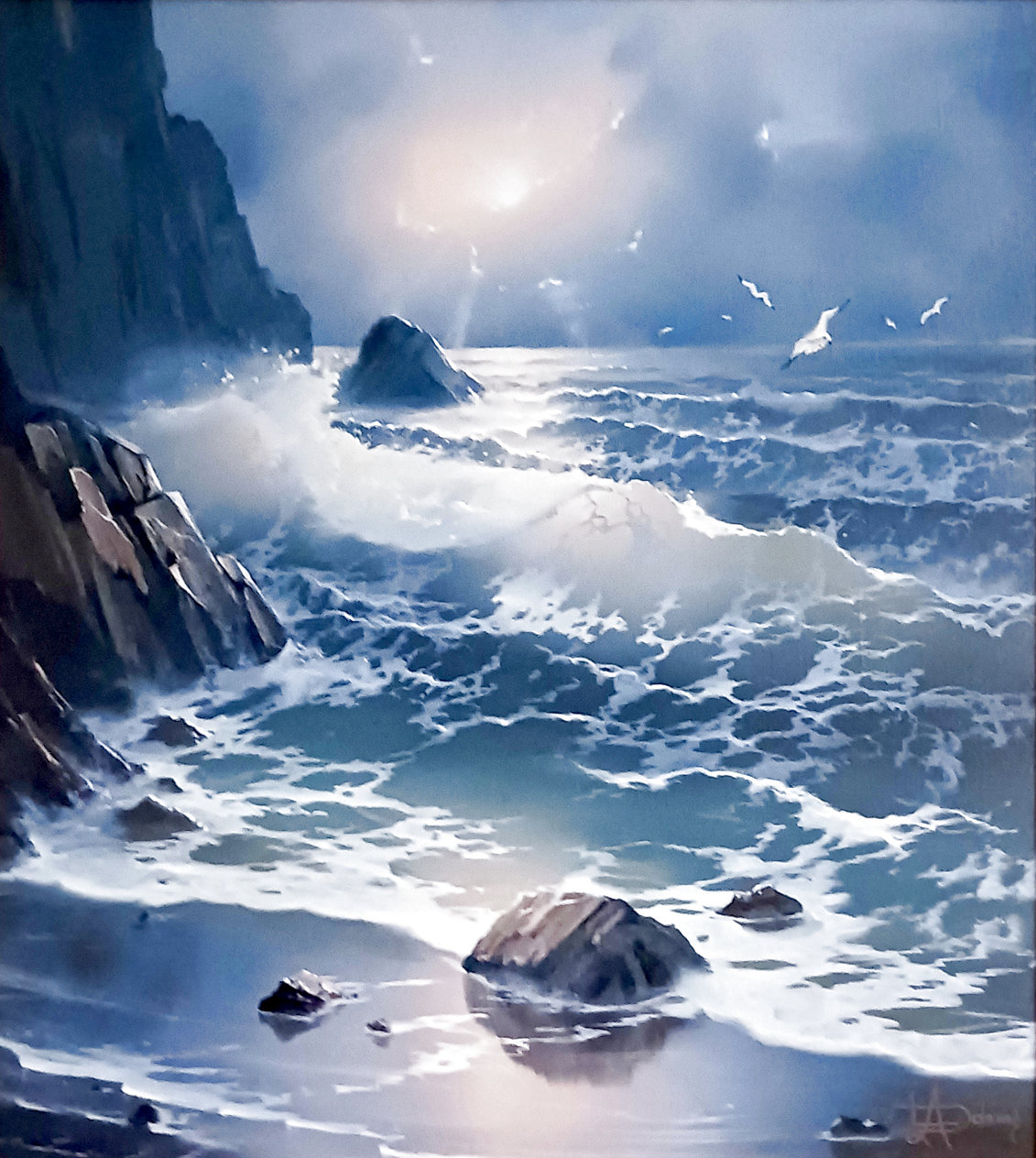 Sunset Breakers 1970 Oil on Canvas 32x30 by Loren D Adams - For Sale on ...