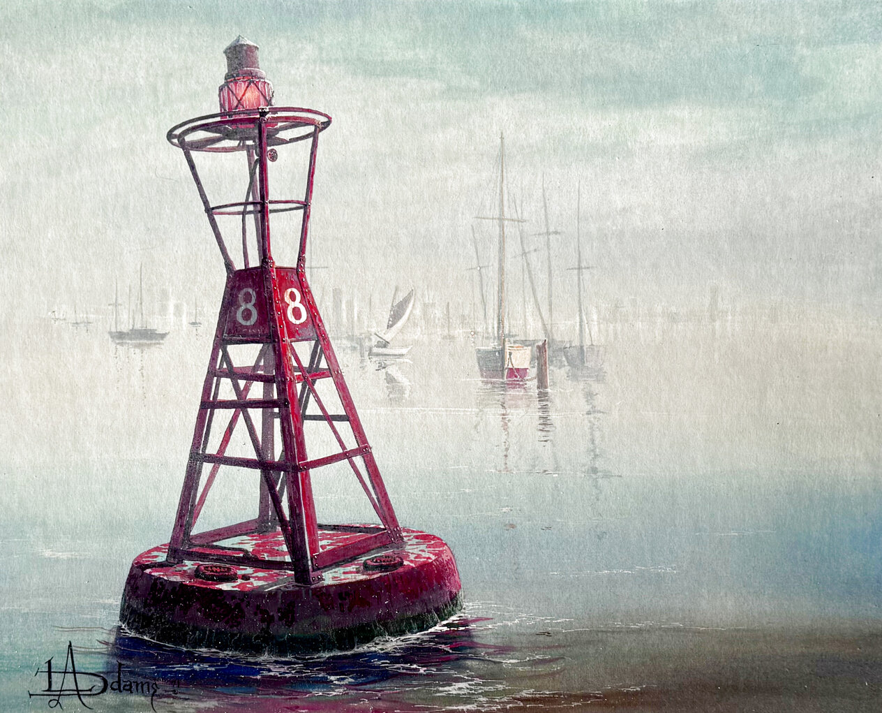 Ye Olde Buoy 1971 Framed Fused Media on Crescent Board 16x20 by Loren D ...