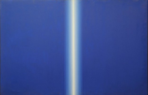 Blue Divide 1978 Cataloged Painting 36x48 by Roy Ahlgren