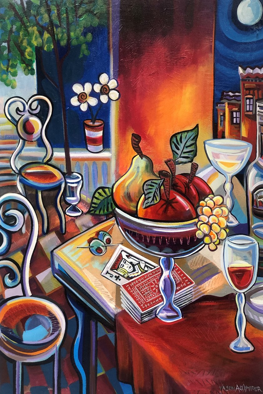 Poker Night Acrylic on Canvas 36x24 by Jason Alexander - For Sale on ...