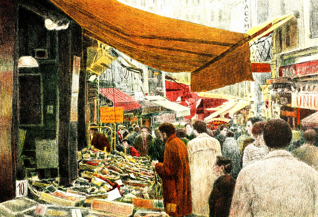 Rue Mouffetard 1984 I AP Lithograph 9x13 by Harold Altman - For Sale on ...