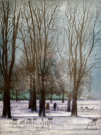 December Snow 1984 Framed Limited Edition Lithograph 13x10 by Harold ...