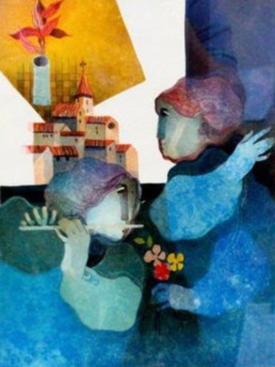 Flute, blue, Sunol Alvar print, portraits by Sunol Alvar - For Sale on ...