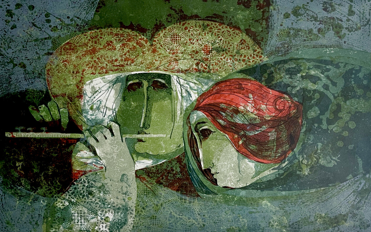 Two Women with Flute 1980 Limited Edition Embossed Lithograph by Sunol ...