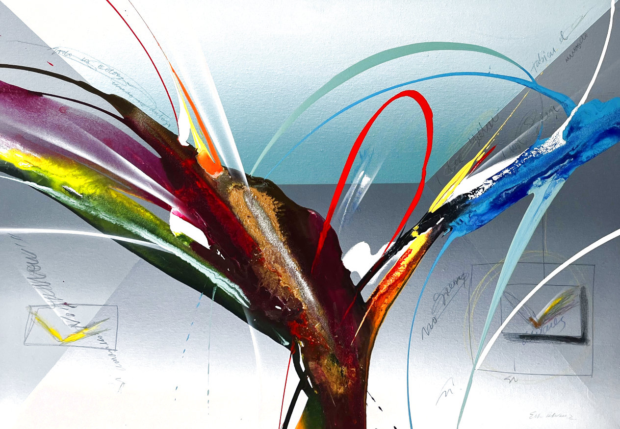 Untitled Abstract Painting 1980 Mixed Media 44x56 by Elba Alvarez - For ...