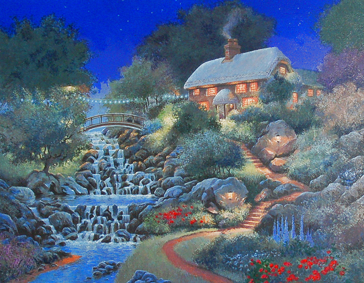Cascade Falls 2000 Limited Edition Seriolithograph by Andrew Warden ...