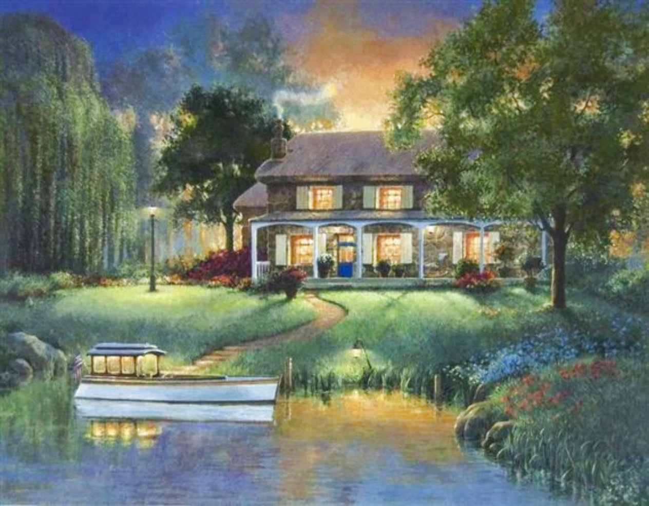 River Cottage Serigraph 12x13 by Andrew Warden - For Sale on Art Brokerage