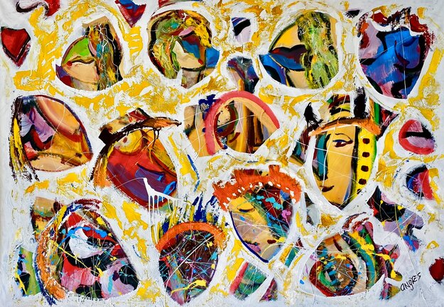 Madi Gras - New Orleans 2018 Acrylic and Oil on Canvas 44x60 by Giora ...