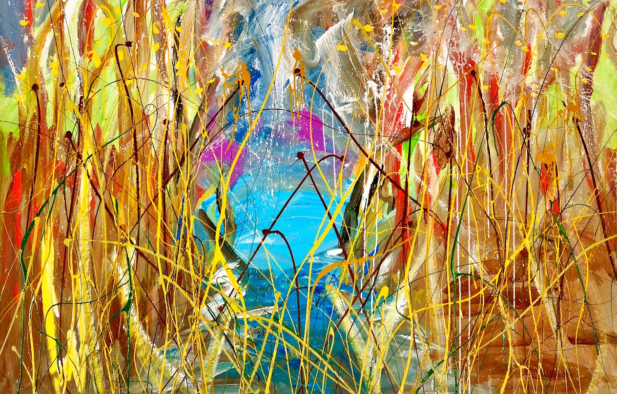 Rio Celeste 2023 Oil and Acrylic on Canvas 44x60 by Giora Angres - For ...