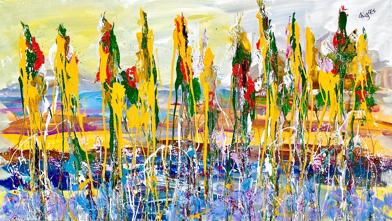 Sailboats in a Harbor 30x56 Mixed Media on Canvas by Giora Angres - For ...