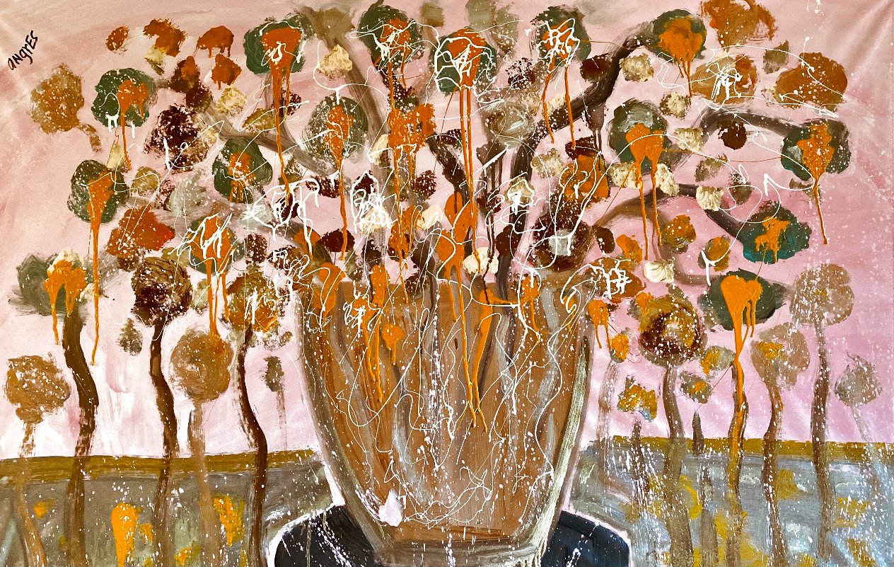 A Perfect Bouquet 2021 Oil and Acrylic on Canvas by Giora Angres - For ...