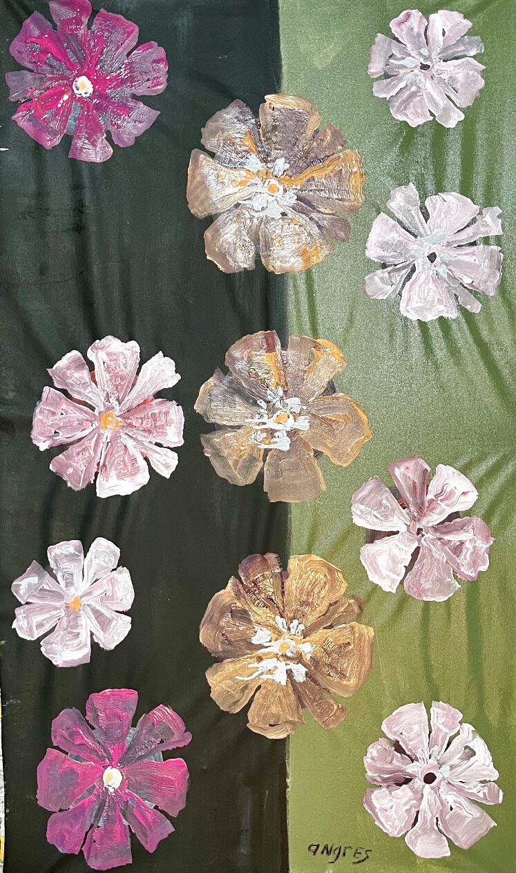 Homage to Warhol: Flowers 2024 Mixed Media on Canvas by Giora Angres ...