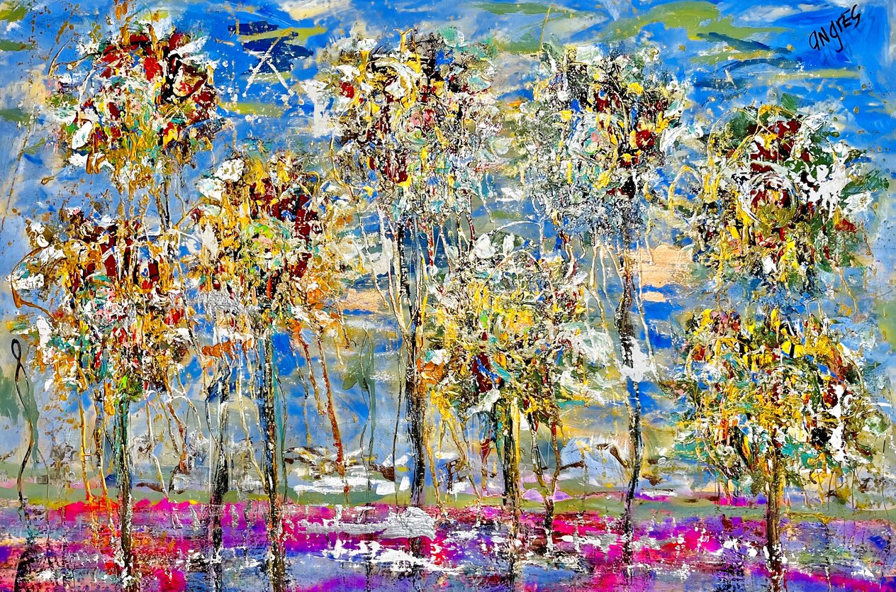 Summer Wind 2017 Mixed Media Oil on Acrylic on Canvas by Giora Angres ...