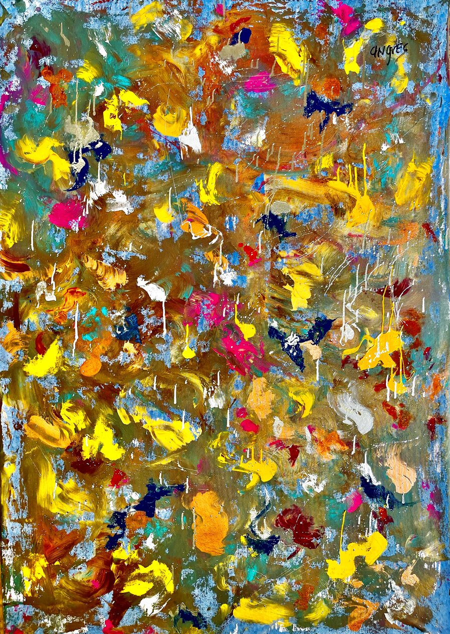 Golden Pink Sunset 2023 Oil and Acrylic on Canvas by Giora Angres - For ...