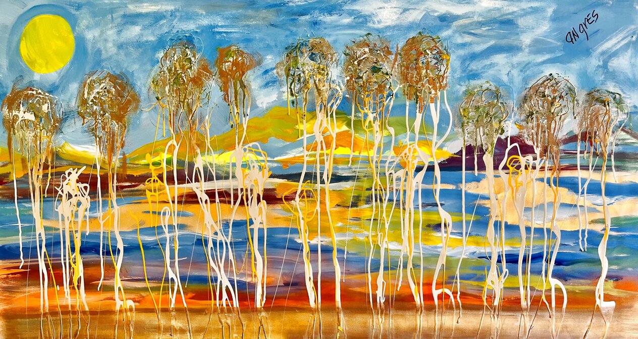 Delta 2025 Oil and Acrylic on Canvas 30x56 by Giora Angres - For Sale ...