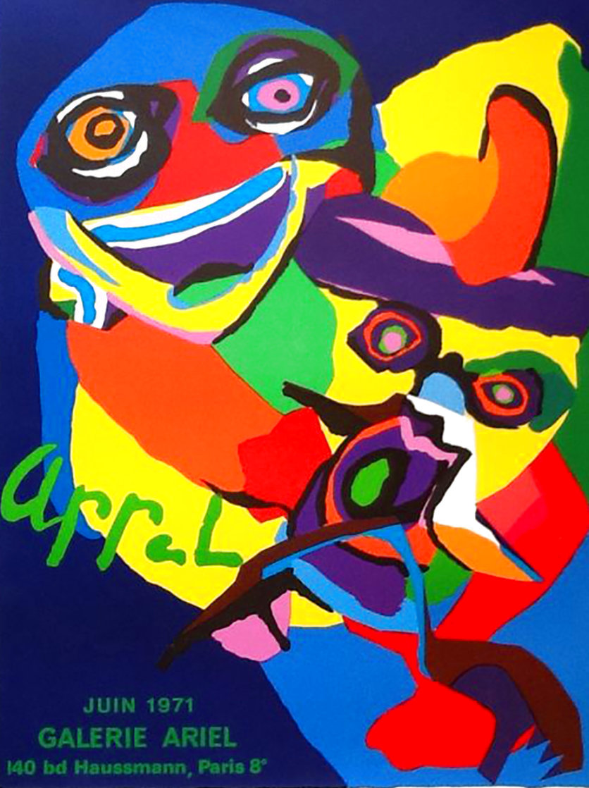 Show Poster Galerie Ariel, Paris 1971 Lithograph 27x21 by Karel Appel