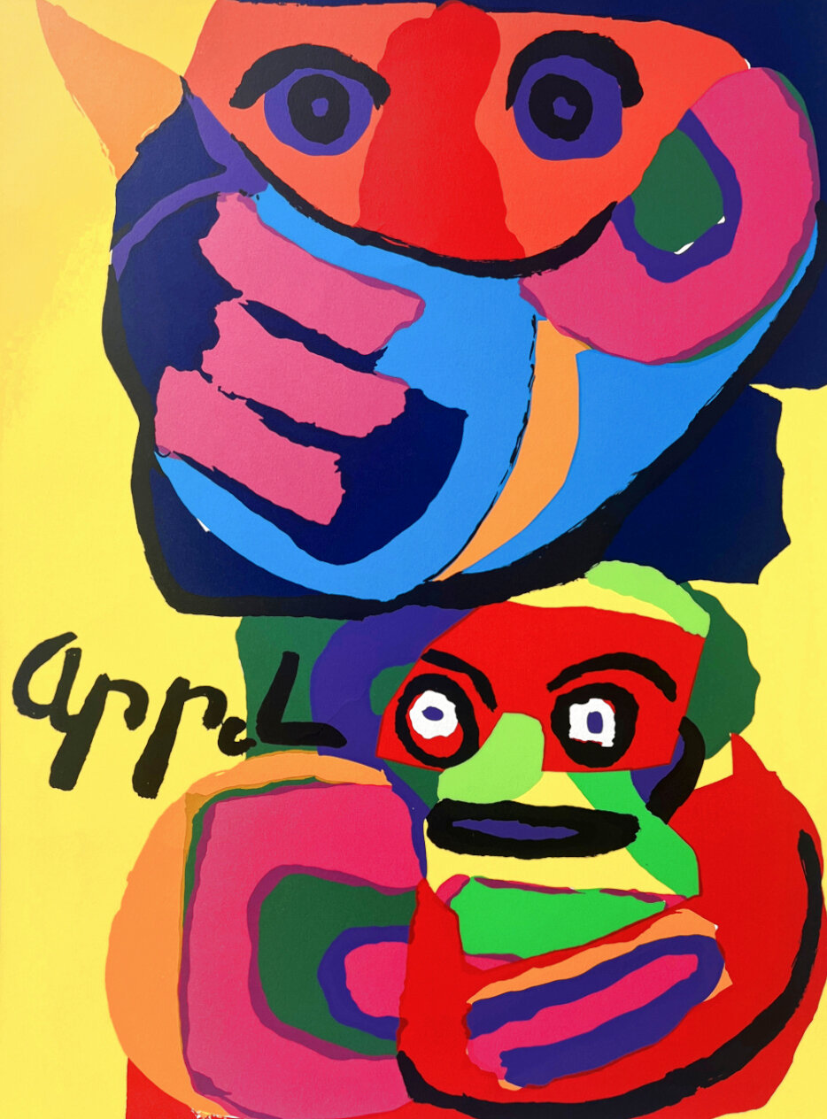 Two Faces Limited Edition Serigraph by Karel Appel - For Sale on Art ...