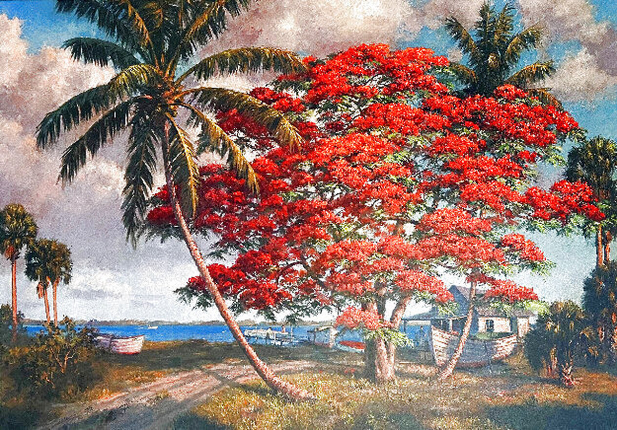 Flamboyant 1976 Limited Edition Lithograph 26x38 by A.E. Backus - For ...