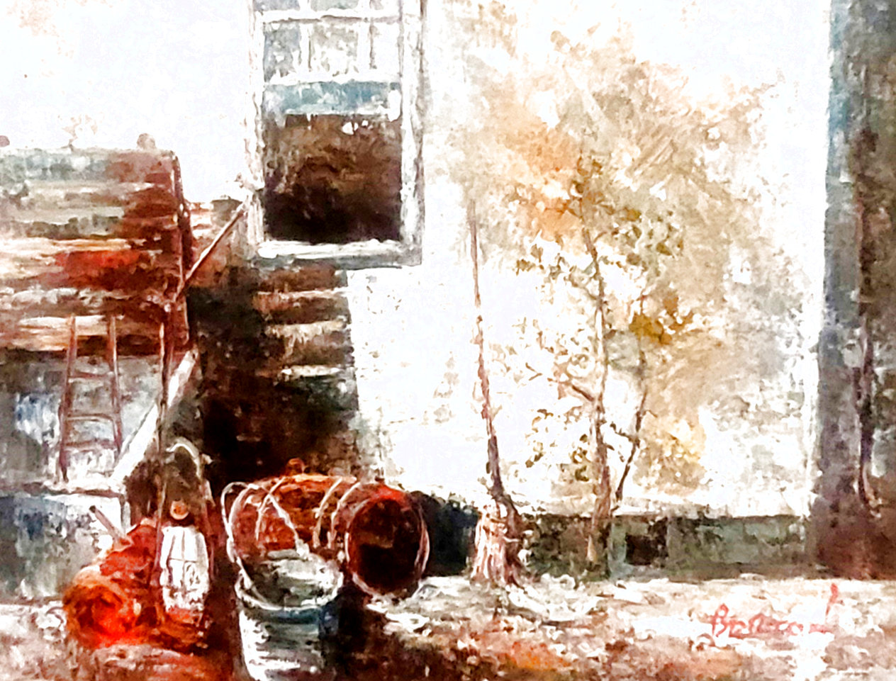 Untitled Farmhouse Oil on Canvas 12x14 by Edward Barton - For Sale on ...