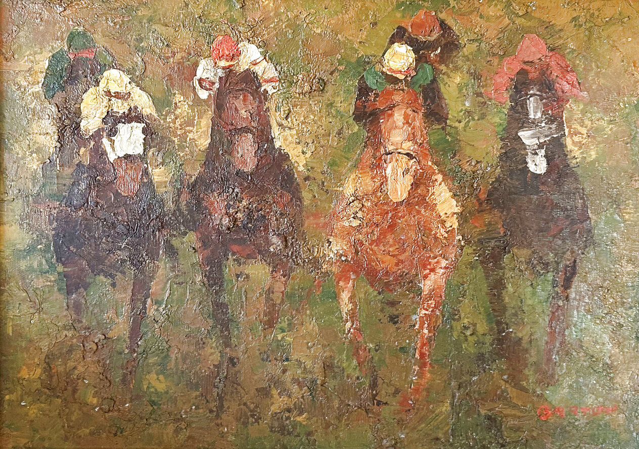 Home Stretch 1955 Oil on Canvas by Edward Barton - For Sale on Art ...