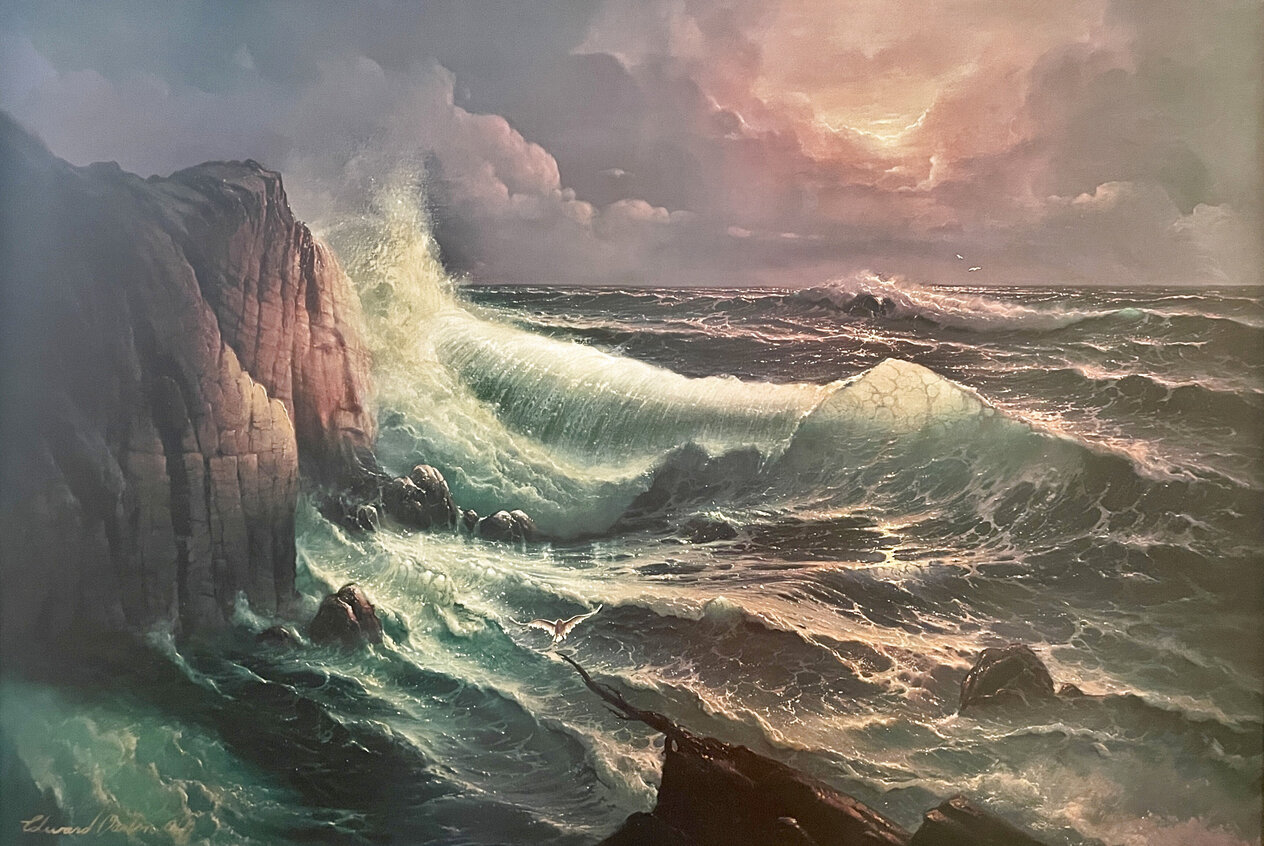 One with the Sea AP 1970 Embellished Serigraph on Canvas by Edward ...