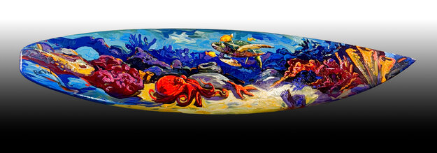 Sea Tides 2023 Oil on Surfboard 24x72 by Steve Barton - For Sale on Art ...
