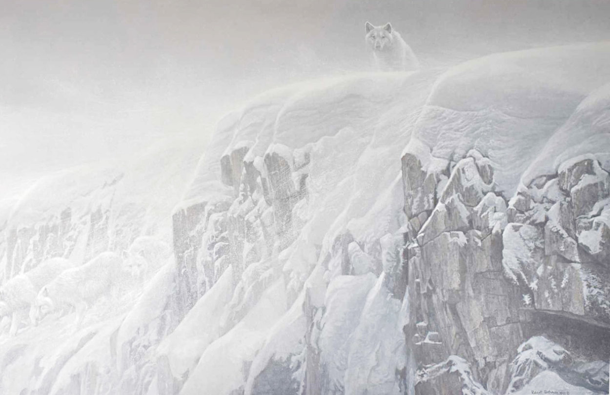 Robert Bateman, print, Artic Clif, White Wolves by Robert Bateman