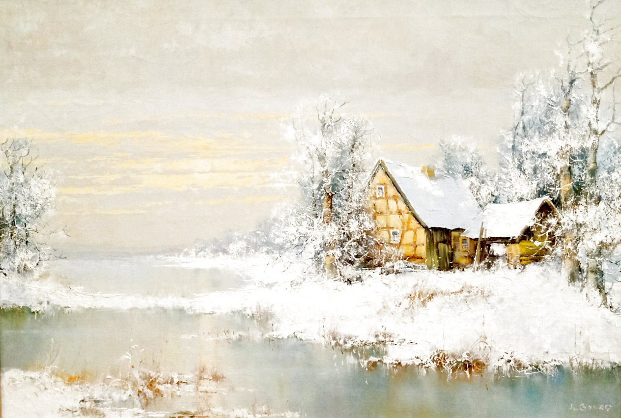 Untitled Winter Landscape 1983 Oil on Canvas 24x36 by Willi Bauer - For ...
