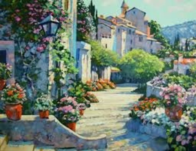 Howard Behrens print, landscape , Riviera , serigraph by Howard Behrens ...