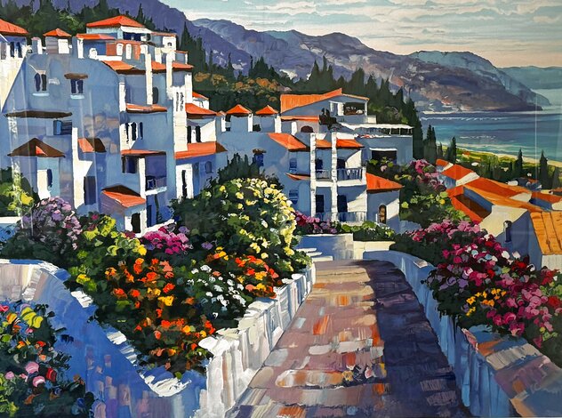 Howard Behrens lithograph of Lago Bellagio, landscape by Howard Behrens ...