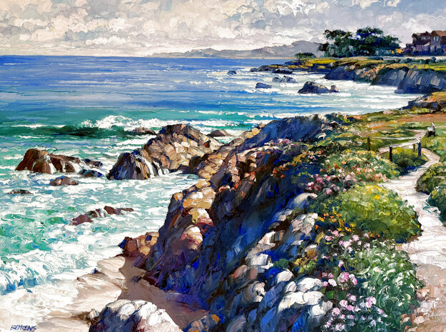 Monterey Coast 1996 Framed Oil on Canvas 36x48 by Howard Behrens - For ...