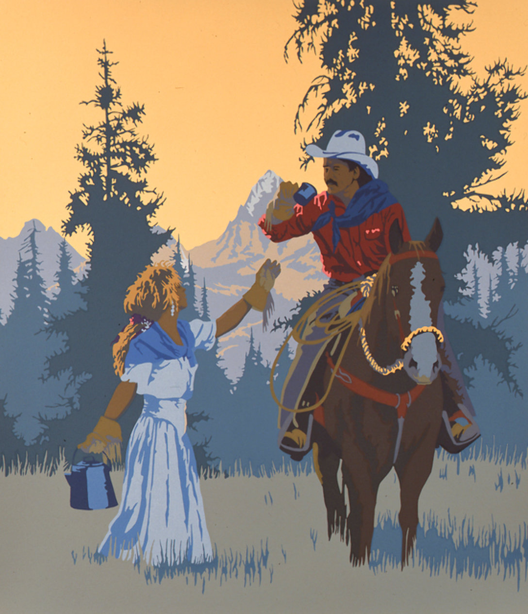 Bill Schenck, Cowboy Coffee, PP 1991, serigraph by Bill Schenck - For ...