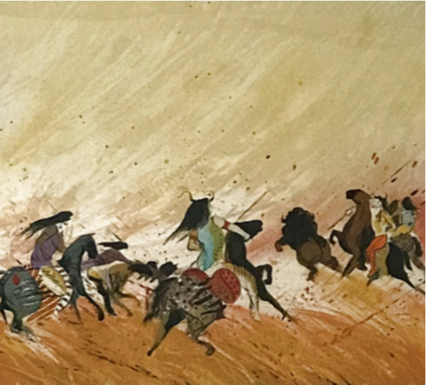 Buffalo Hunt - 1980, Lithograph, 28x31 by Earl Biss - For Sale on Art ...