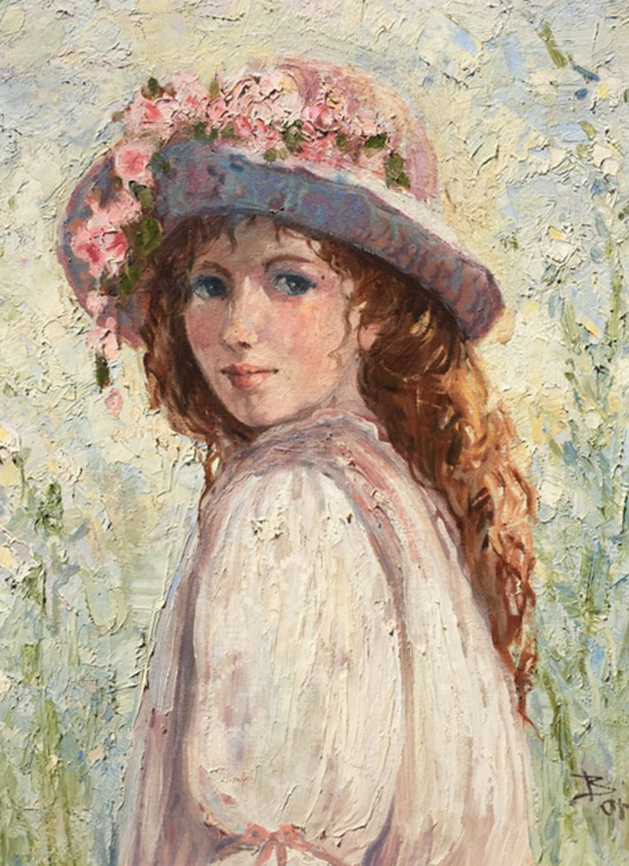 Woman With Hat 24x18 by Irene Borg - For Sale on Art Brokerage