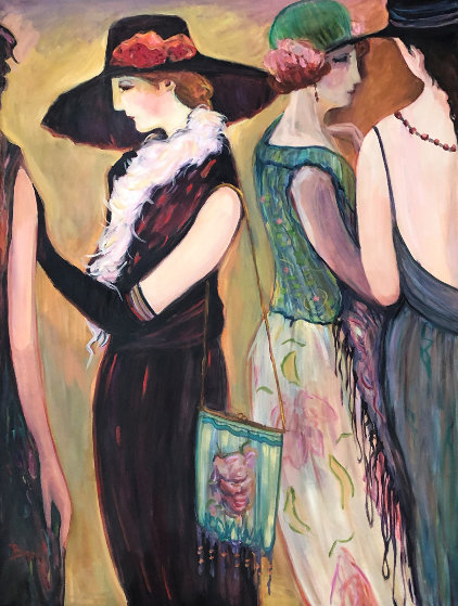 irene borg painting of a woman in a hat and boa by Irene Borg - For ...