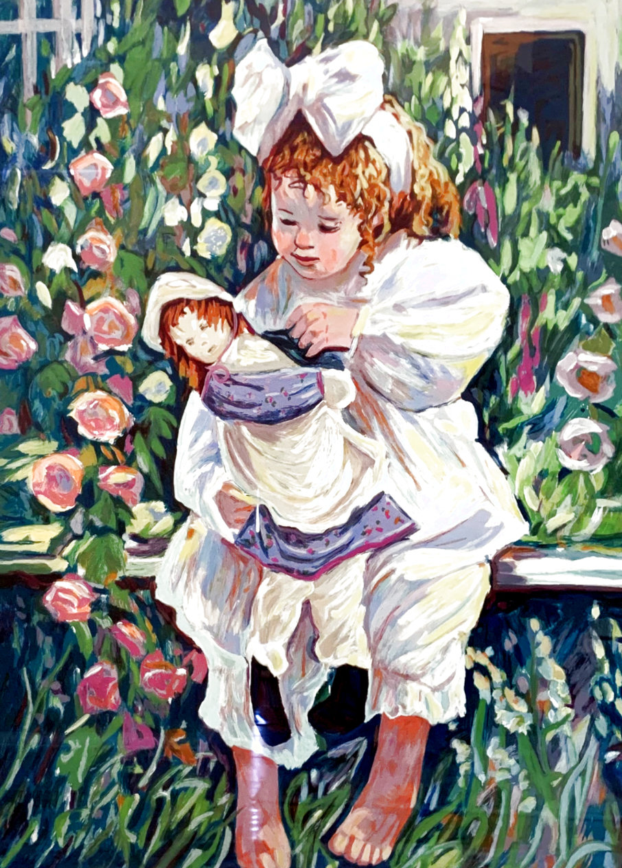 Untitled - Young Girl With Doll 1990 Lithograph 28x20 by Irene Borg ...