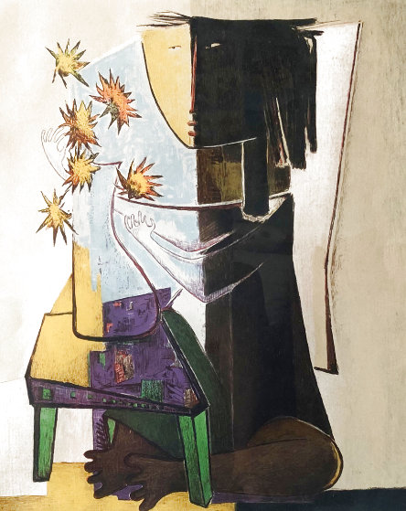 Angel Botello, print, Girl With Flowers by Angel Botello - For Sale on ...