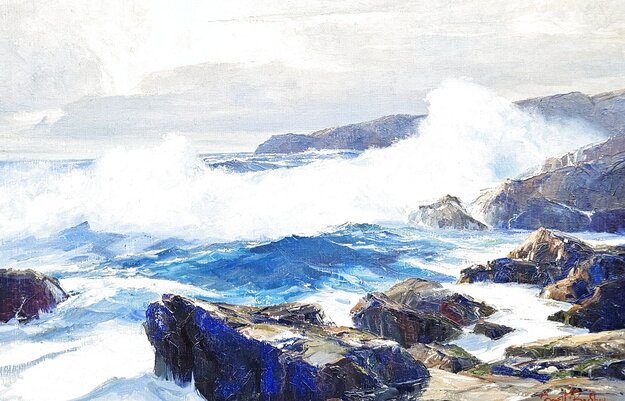 Rough Seas Off Laguna 1958 Framed Oil on Canvas 36x24 by Bennett ...