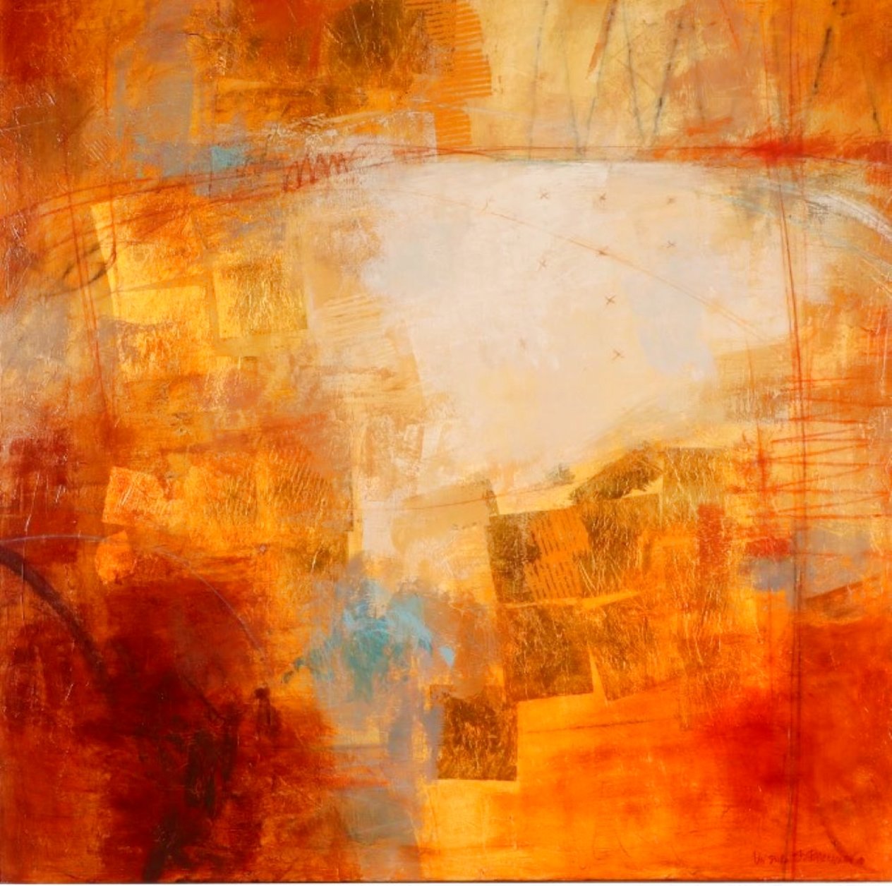 Untitled Abstract 2020 Acrylic and Gold Leaf on Canvas by Ursula ...