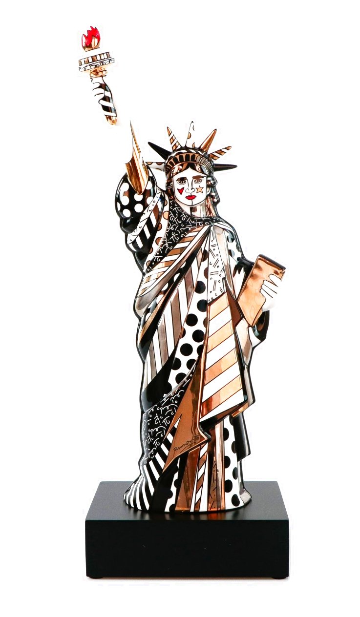 Golden Liberty Porcelain Sculpture 2022 22 in by Romero Britto - For ...
