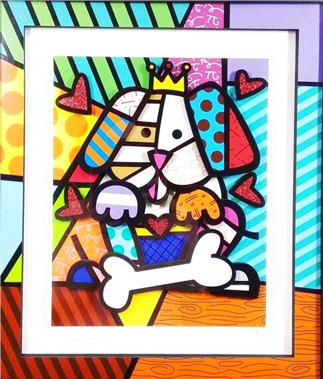 Dog with Bone II 2018 Framed Limited Edition 3-D Serigraph by Romero Britto - For Sale on Art ...