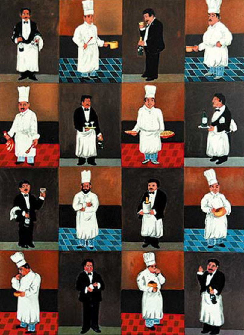Guy Buffet prints, a Lithograph of chef portraits by Guy Buffet