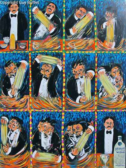 Martini in Blue 2000 Limited Edition Serigraph by Guy Buffet - For Sale on Art Brokerage