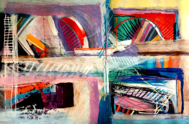 Tilted Bridge Tapestry, 2005, 71x50, Soft Painting Tapestry, Abstract ...