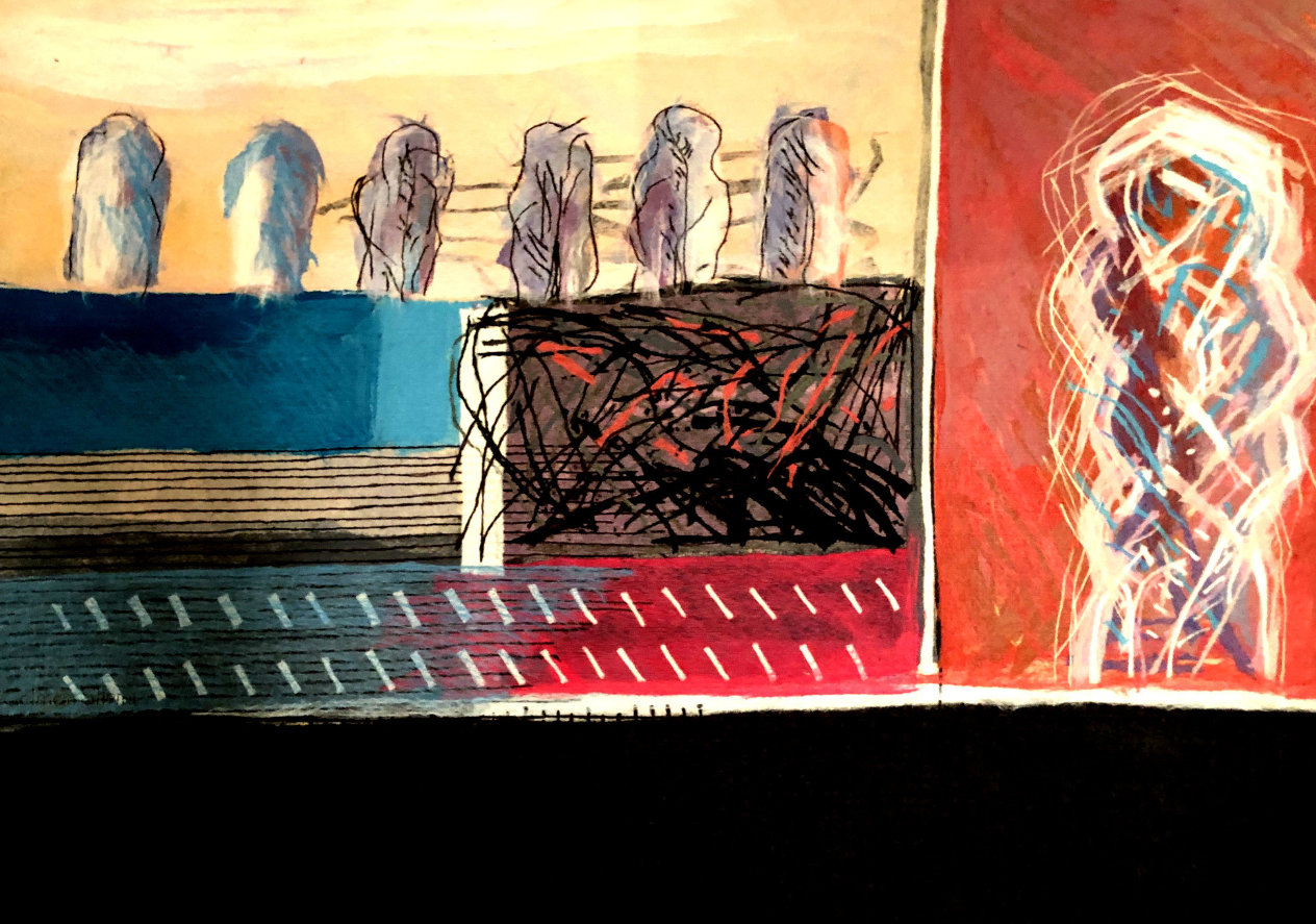 English Garden Tapestry 1990 Abstract by Calman Shemi - For Sale on Art ...