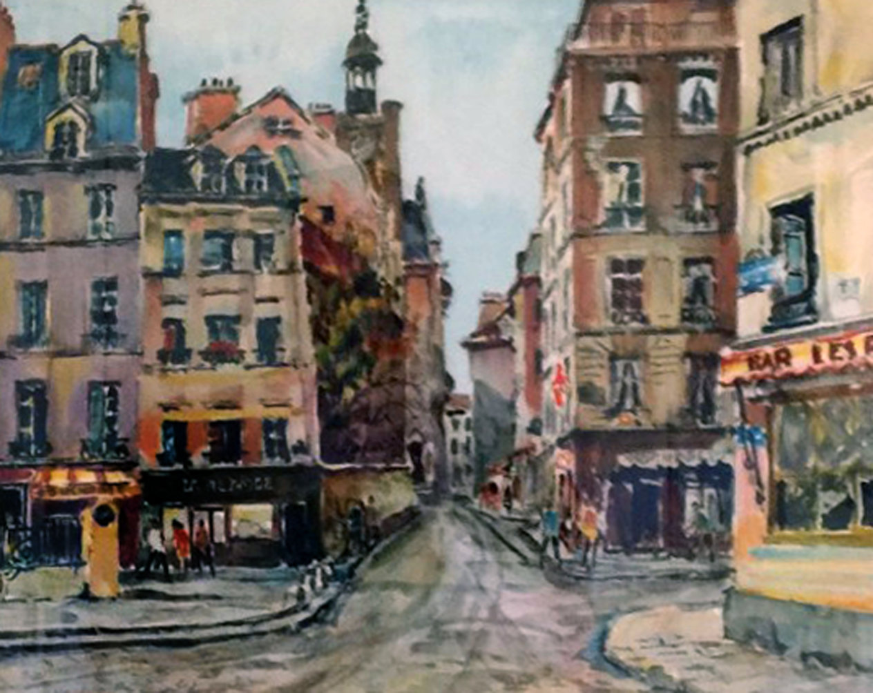 Rue Montagne De Saint Genevieve 1992 14x17 color lithograph of ...