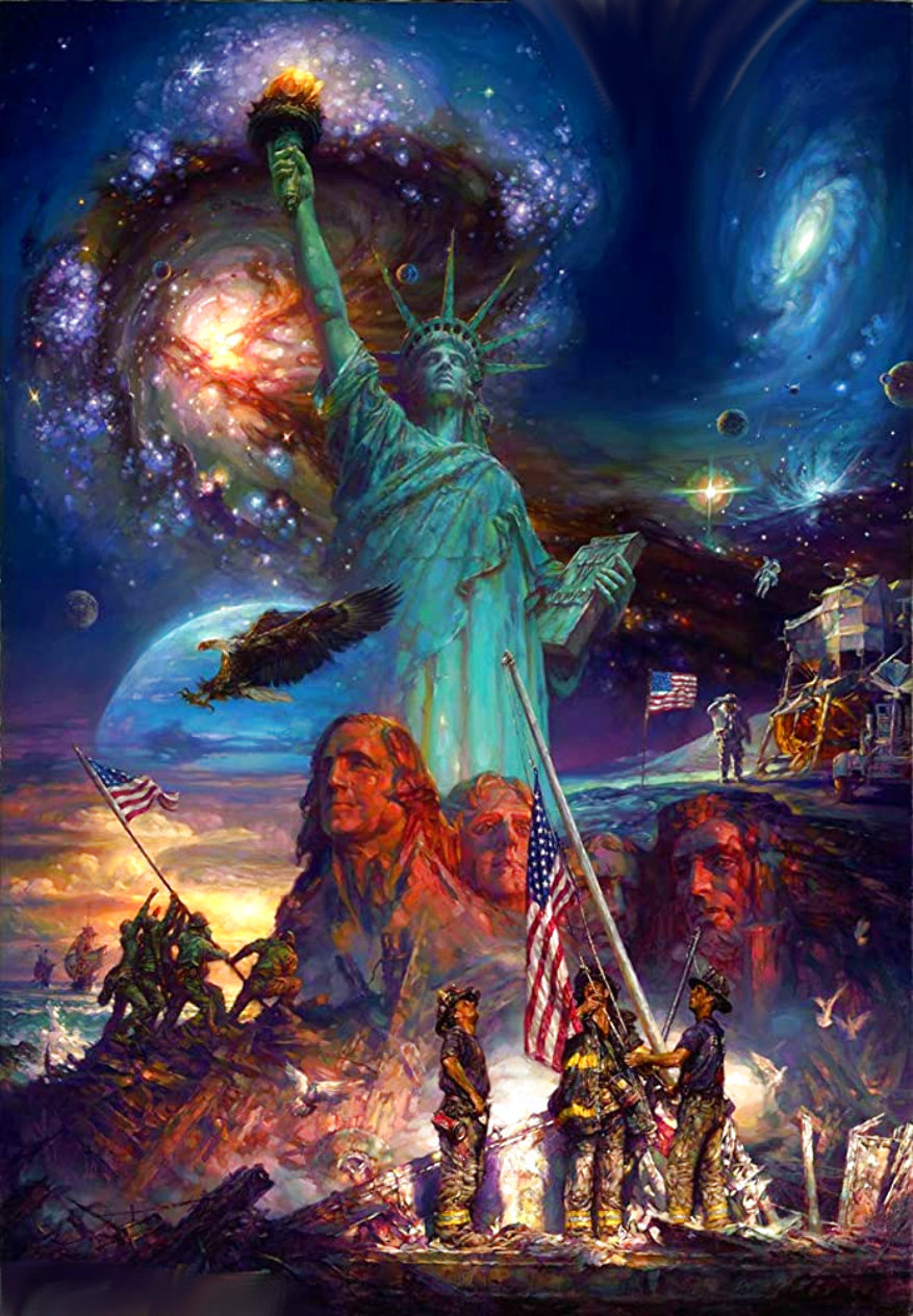 Freedom 2001 Embellished Giclee on Canvas 44x30 by Cao Yong - For Sale on Art Brokerage