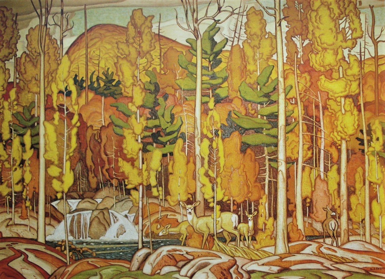 A.J. Casson lithograph, forest, woods, wooded landscape print by A.J ...